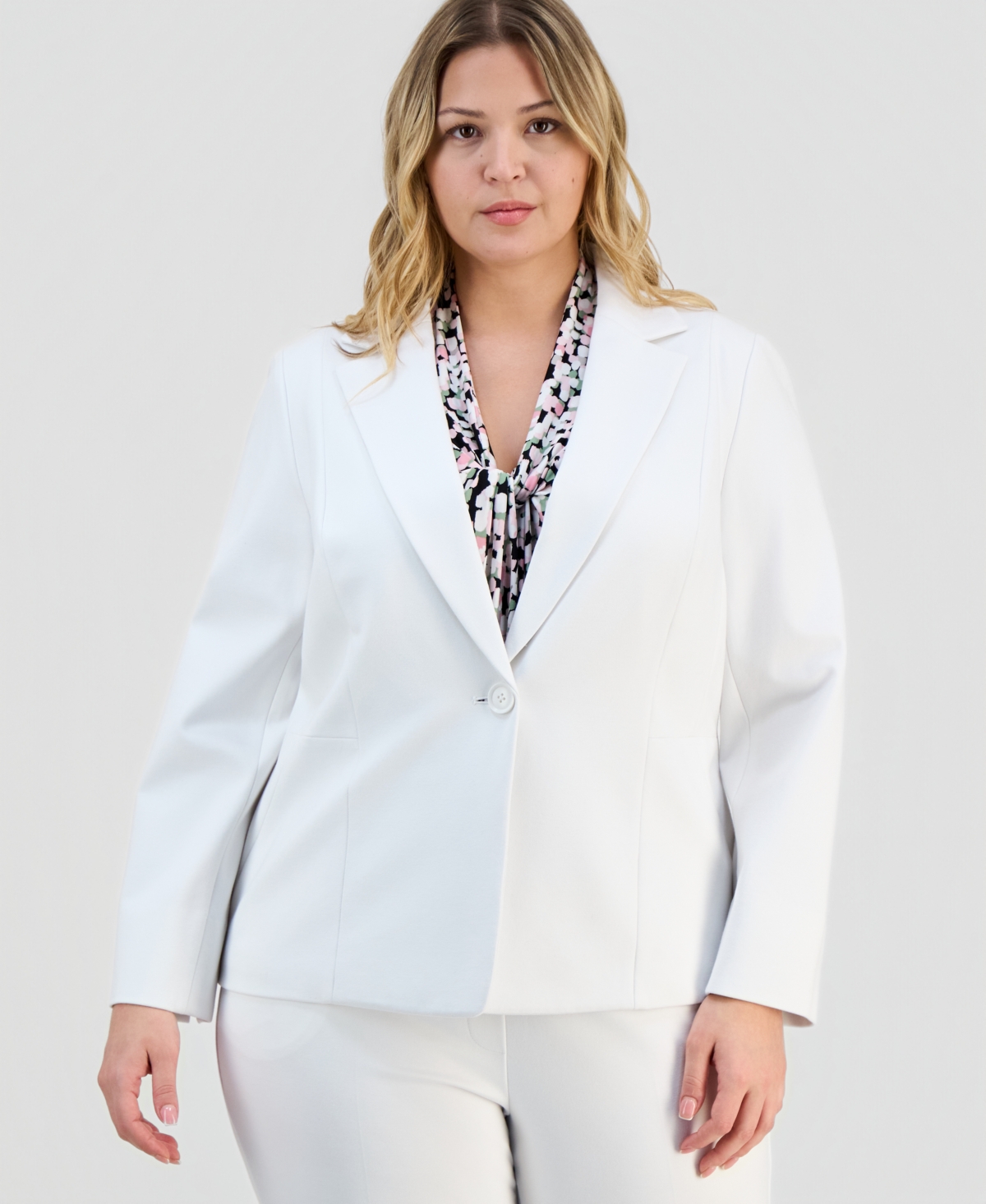 Click here for Kasper Plus Size Notched Collar One-Button Blazer... prices