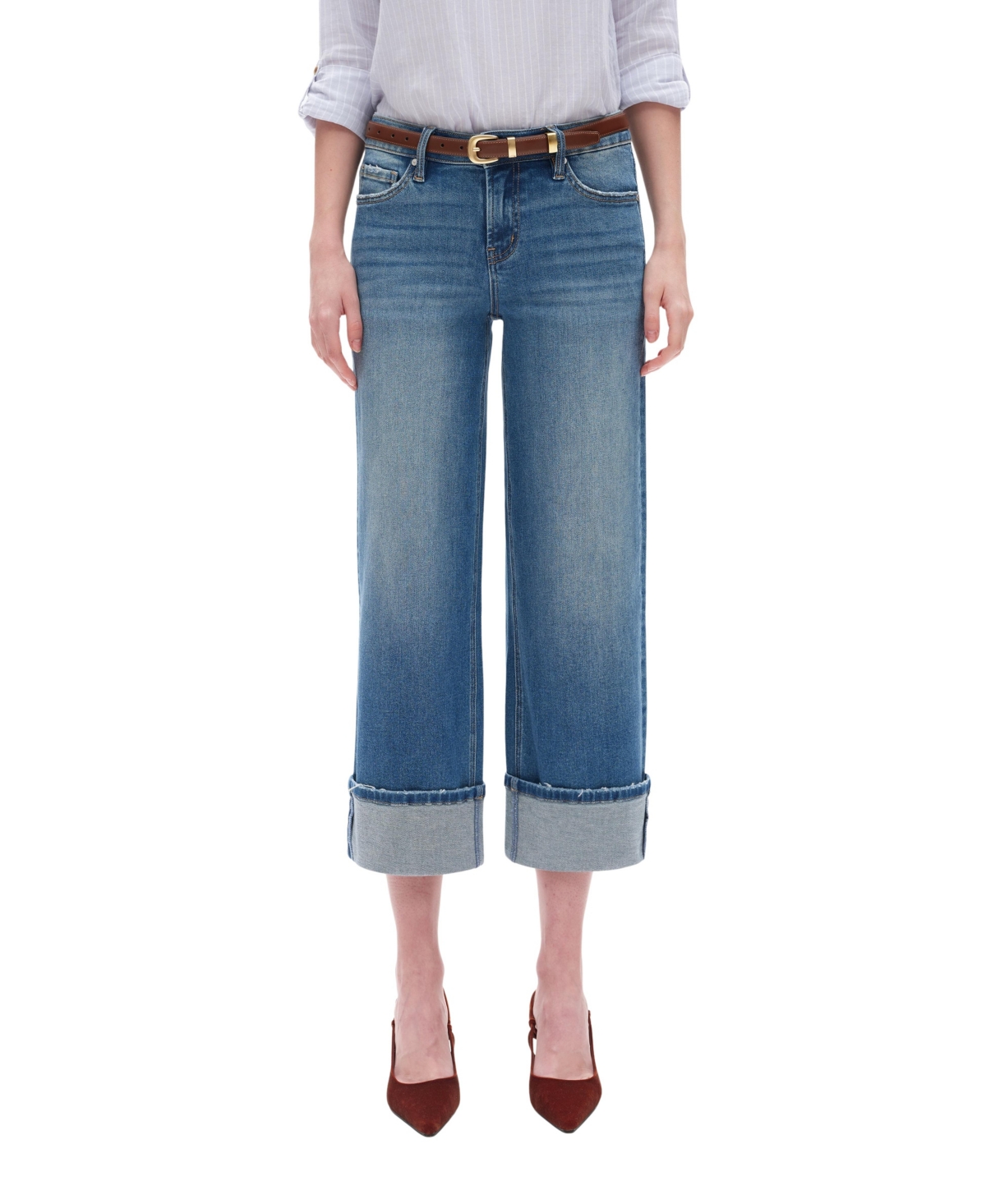 Click here for Bayeas Womens Low-Rise Straight-Leg Rolled-Cuff Cr... prices