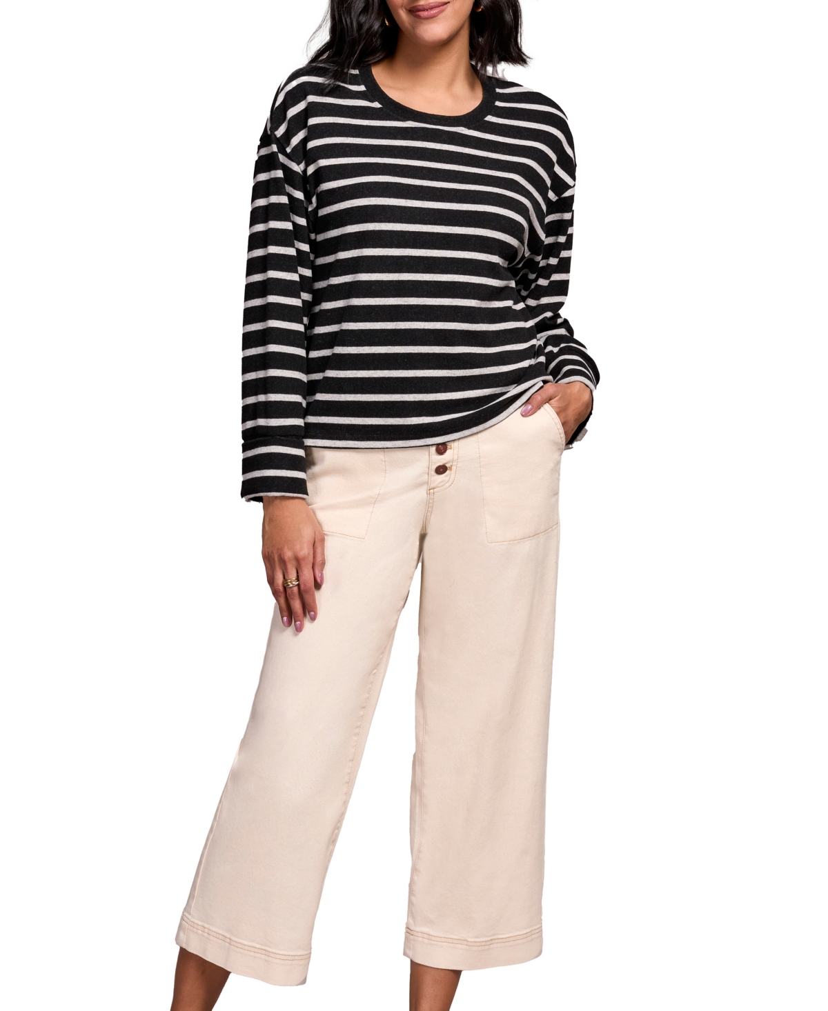 Click here for Tribal Womens Long Sleeve Stripe Crew Neck Brush K... prices