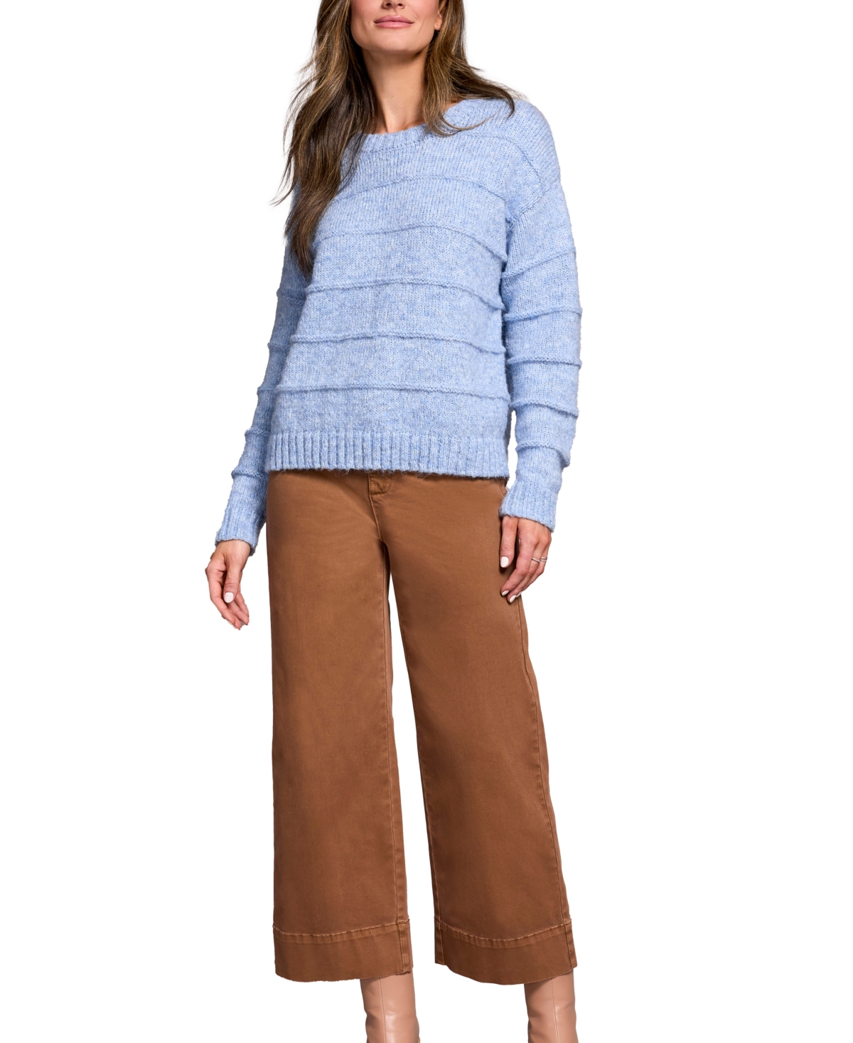 Click here for Tribal Womens Heathered Stripe Crew Neck Sweater -... prices