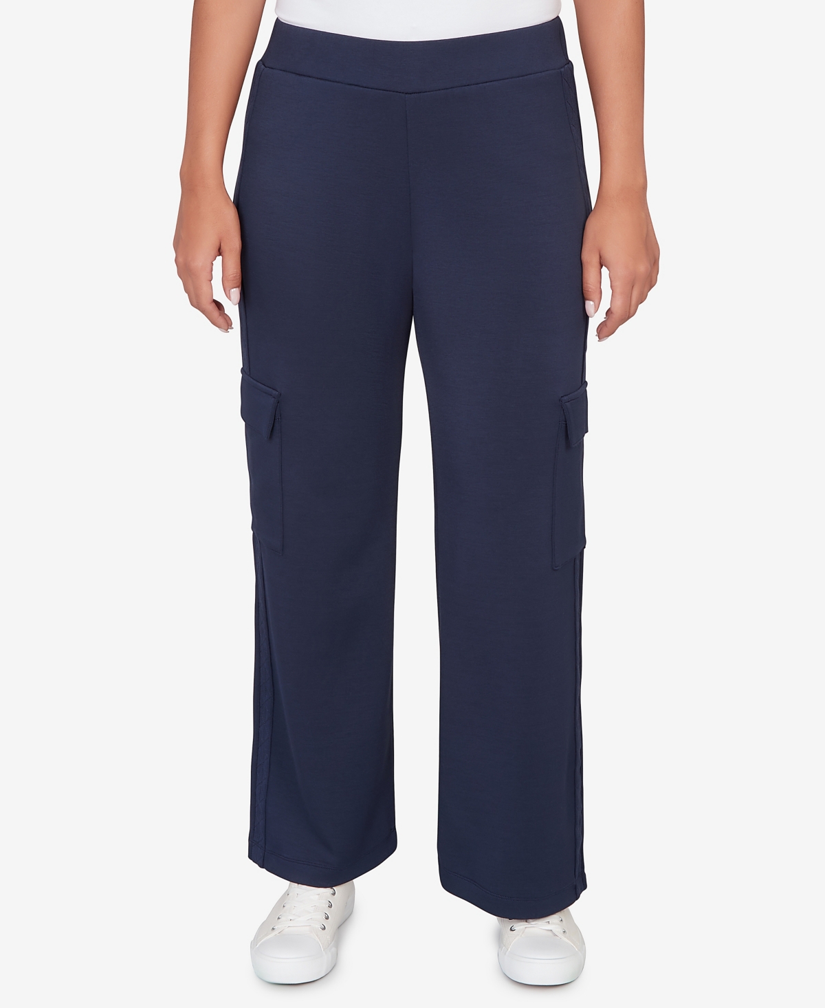 Click here for Ruby Rd. Petite Luxe Knit Cargo Ankle Pant - Navy prices