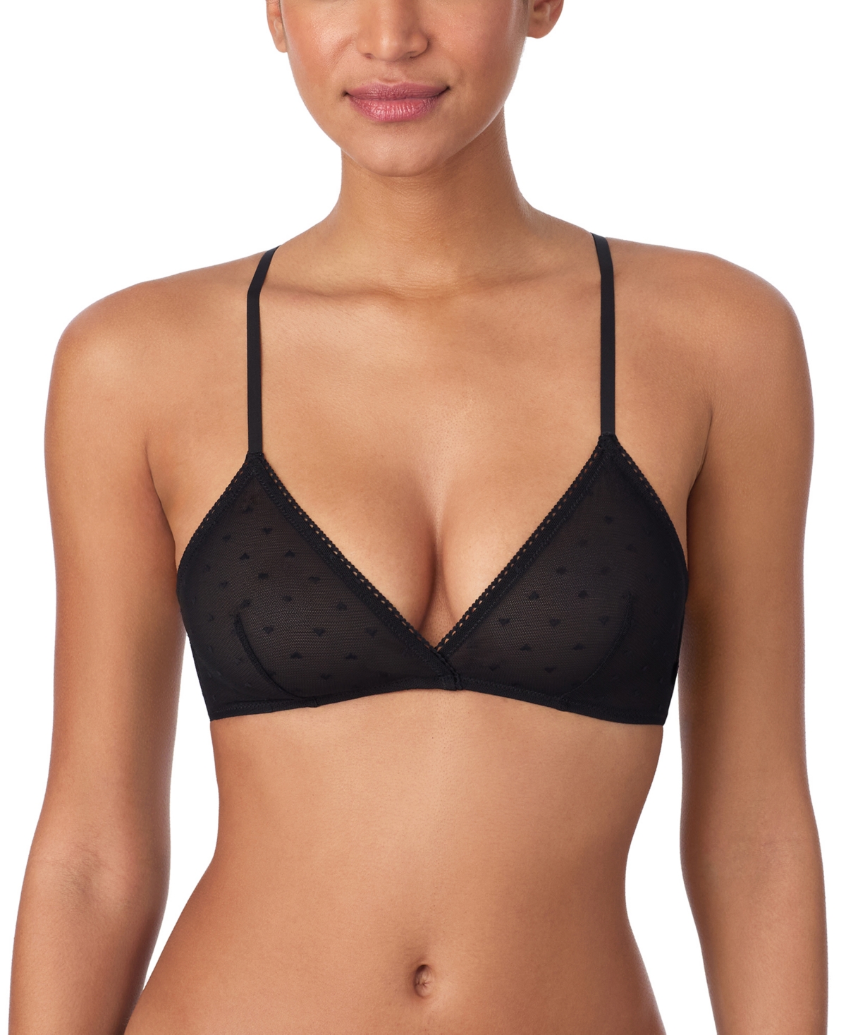 Click here for Dkny Womens Heart Mesh Bralette - Black prices