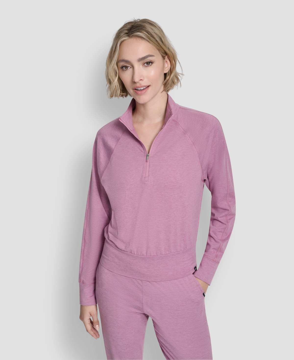 Click here for Dkny Womens Space Dye Half-Zip Top - Dusty Orchid... prices