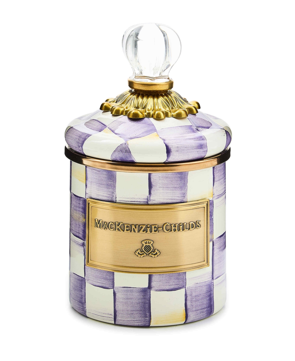 Click here for MacKenzie-Childs Violet Check Handmade Mini Canist... prices