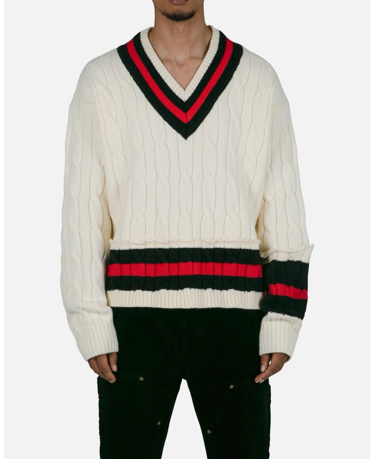 Click here for mnml Mens Classic V Neck Sweater - White prices