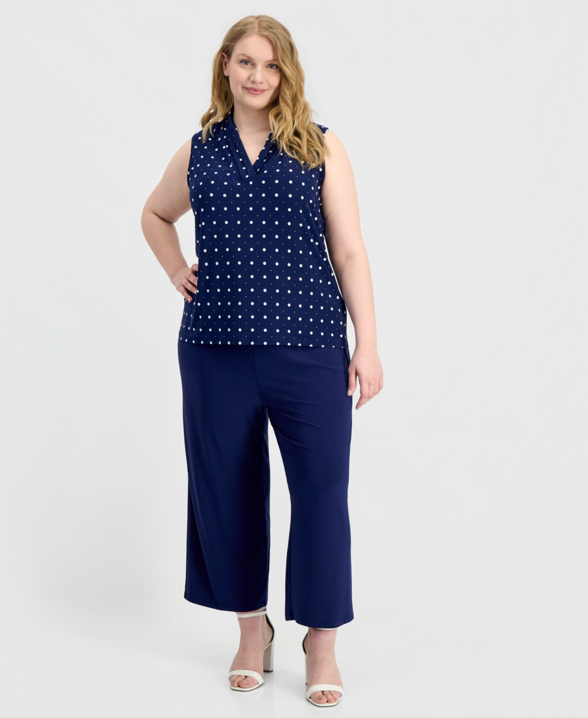 Click here for Anne Klein Plus Size Triple-Pleat V-Neck Sleeveles... prices