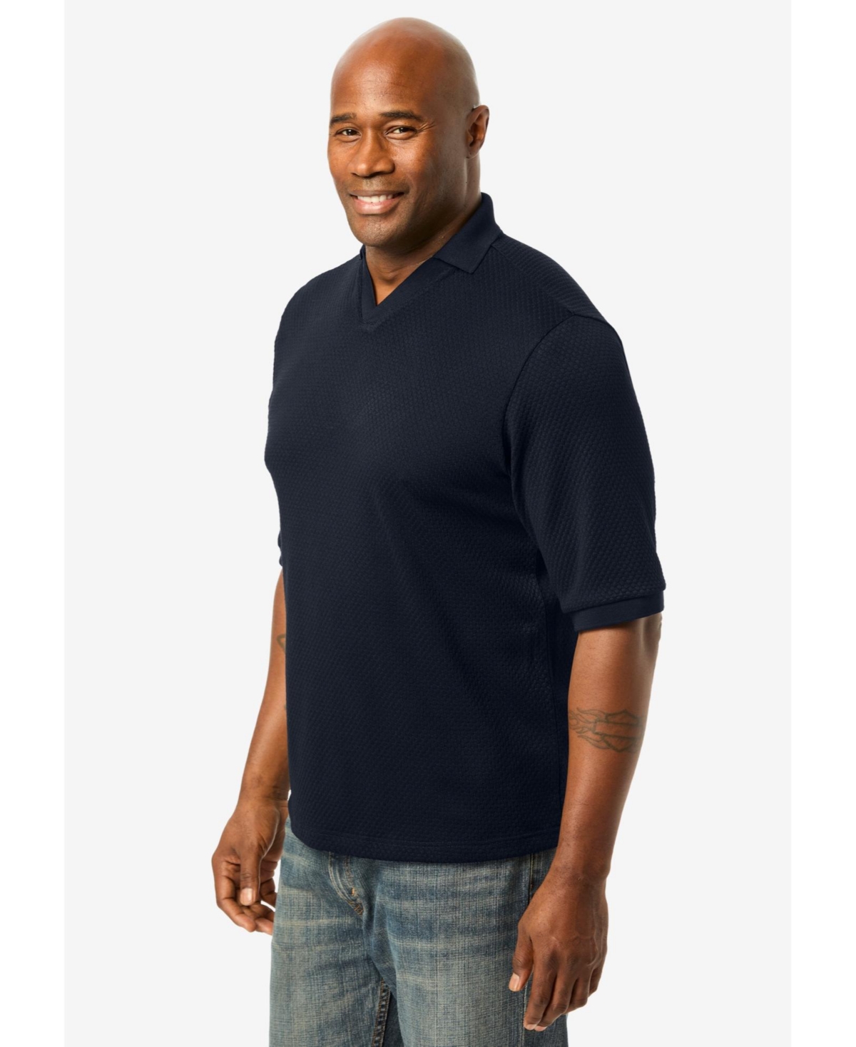 Click here for KingSize Big & Tall Knit Sweater Polo - Black prices