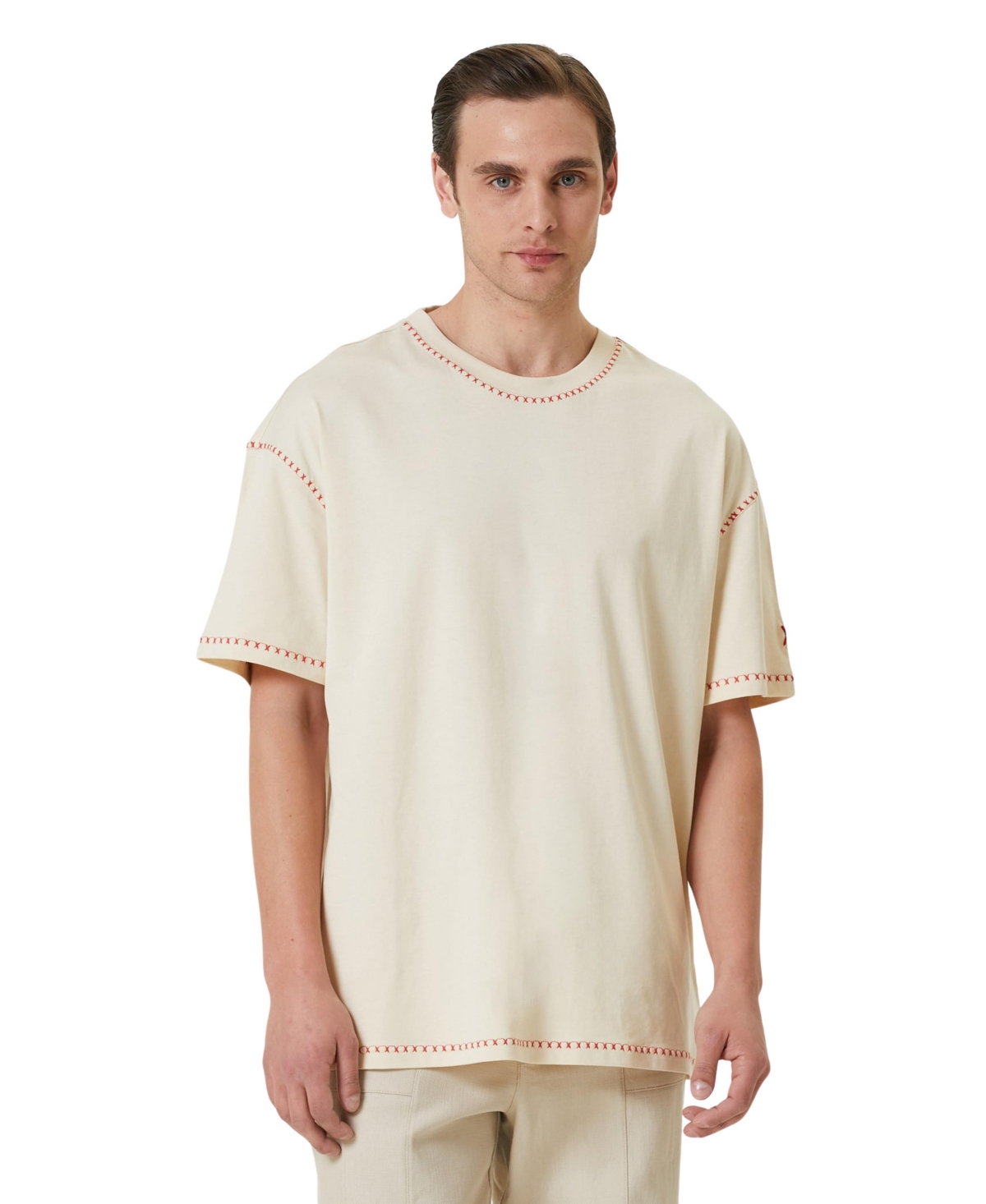 Click here for Pcfg Mens Free Heaven Crochet Cotton T-Shirt - Nat... prices