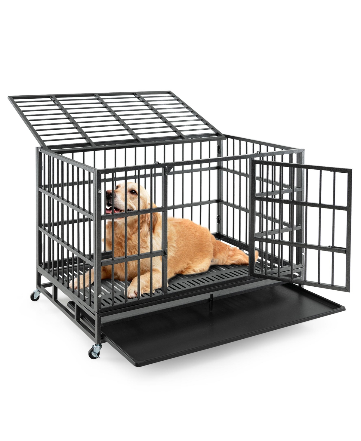 Click here for Gymax 48 Foldable Heavy-Duty Metal Dog Cage W/ Loc... prices