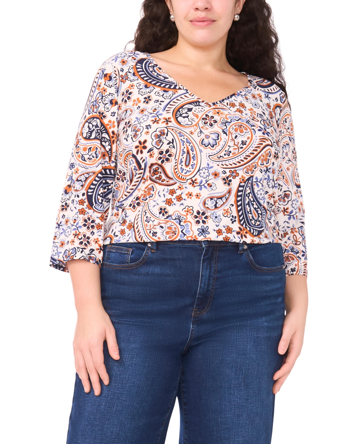 Click here for Vince Camuto Plus Size V-Neck Top - Vanilla Ice prices