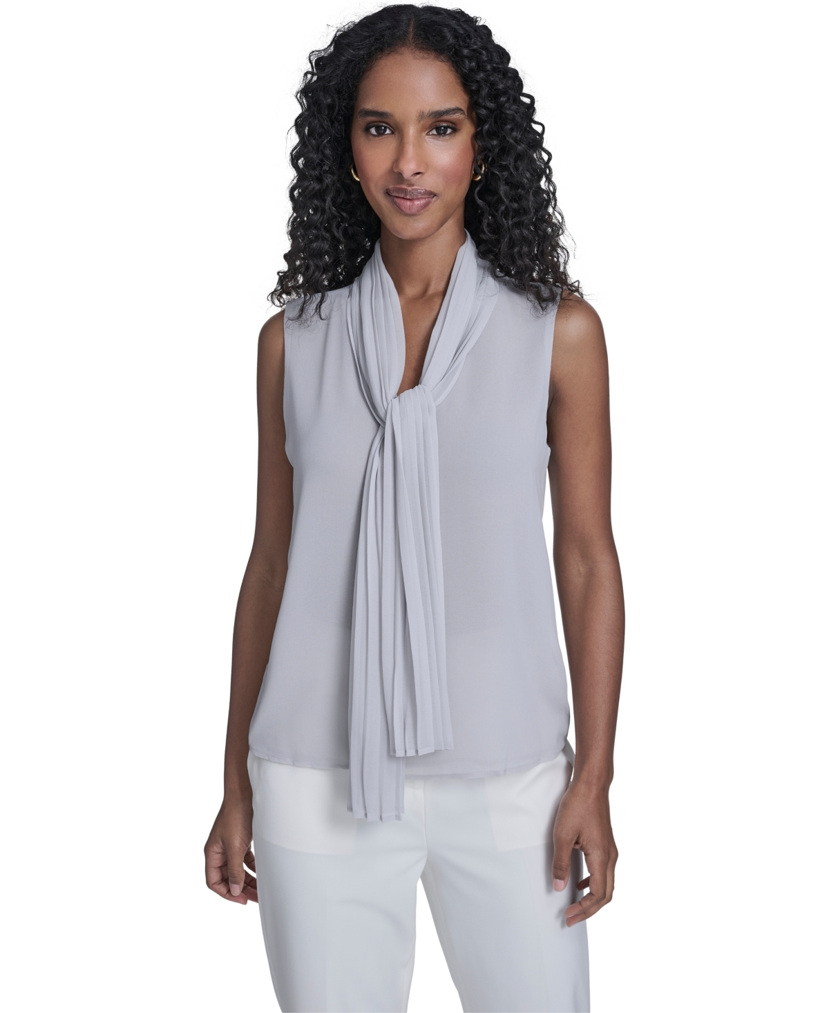 Click here for Calvin Klein Womens Sleeveless Chiffon V-Neck Top... prices