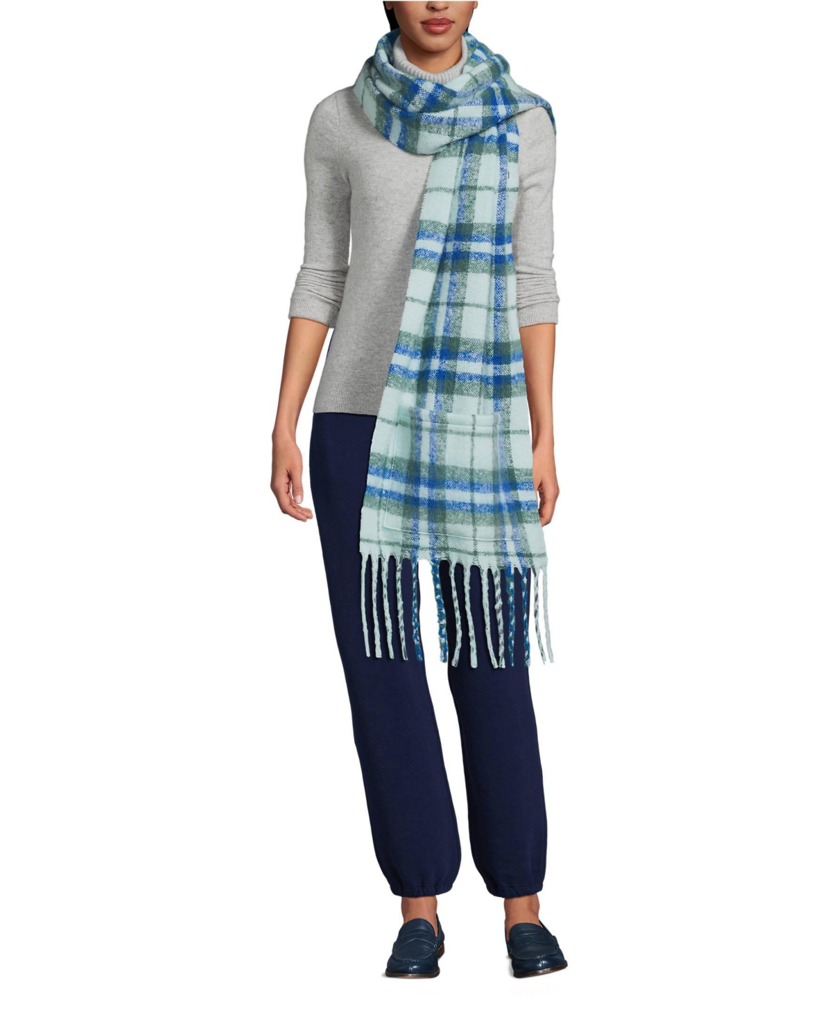 Click here for Lands End Womens Brushed Blanket Fringe Scarf - Pa... prices