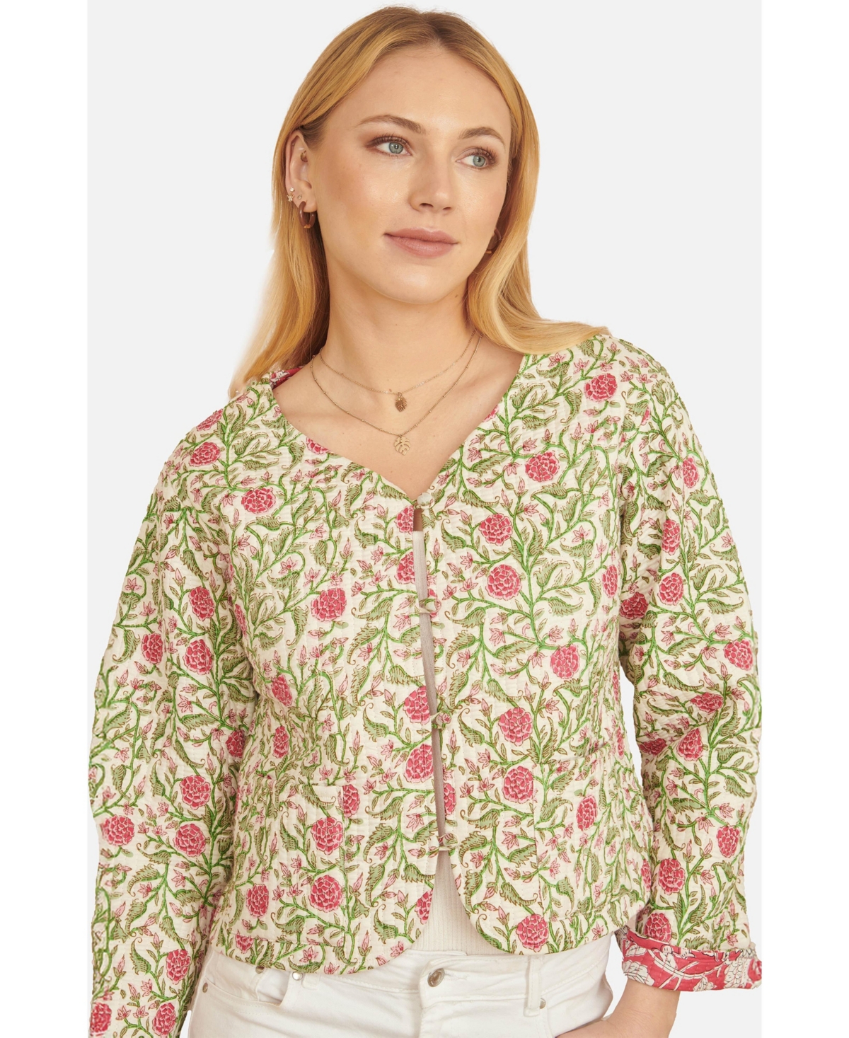 Click here for Yumi Womens Floral Reversible Cotton Quilted Jacke... prices