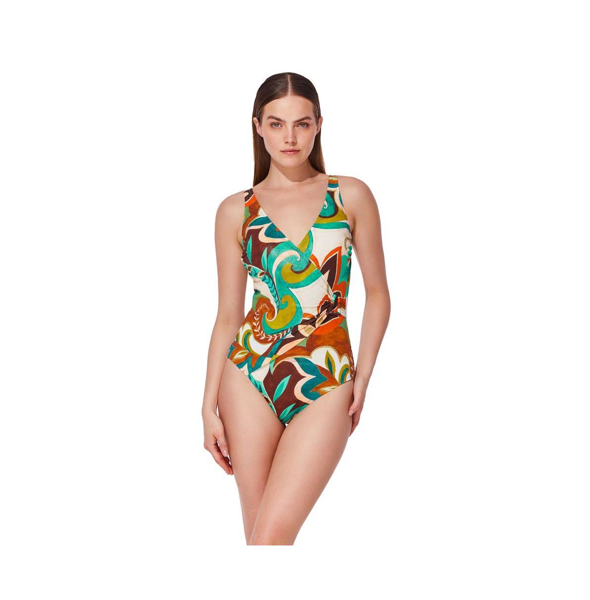 Click here for Gottex Womens Porto Surplice One Piece - Multi-bro... prices