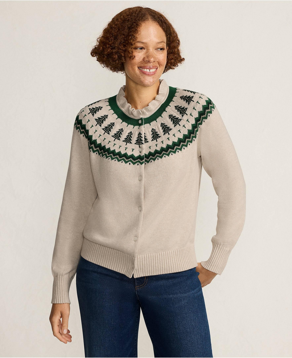 Click here for Lands End Womens Drifter Lurex Ruffle Neck Jacquar... prices