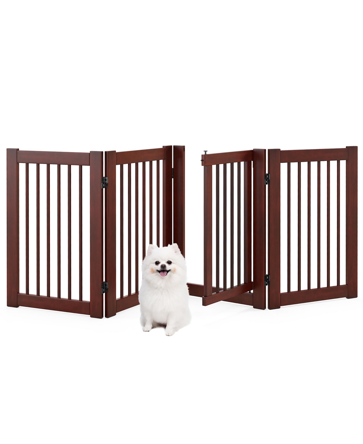 Click here for Gymax Freestanding Pet Gate 30 Tall 4-Panel Wooden... prices