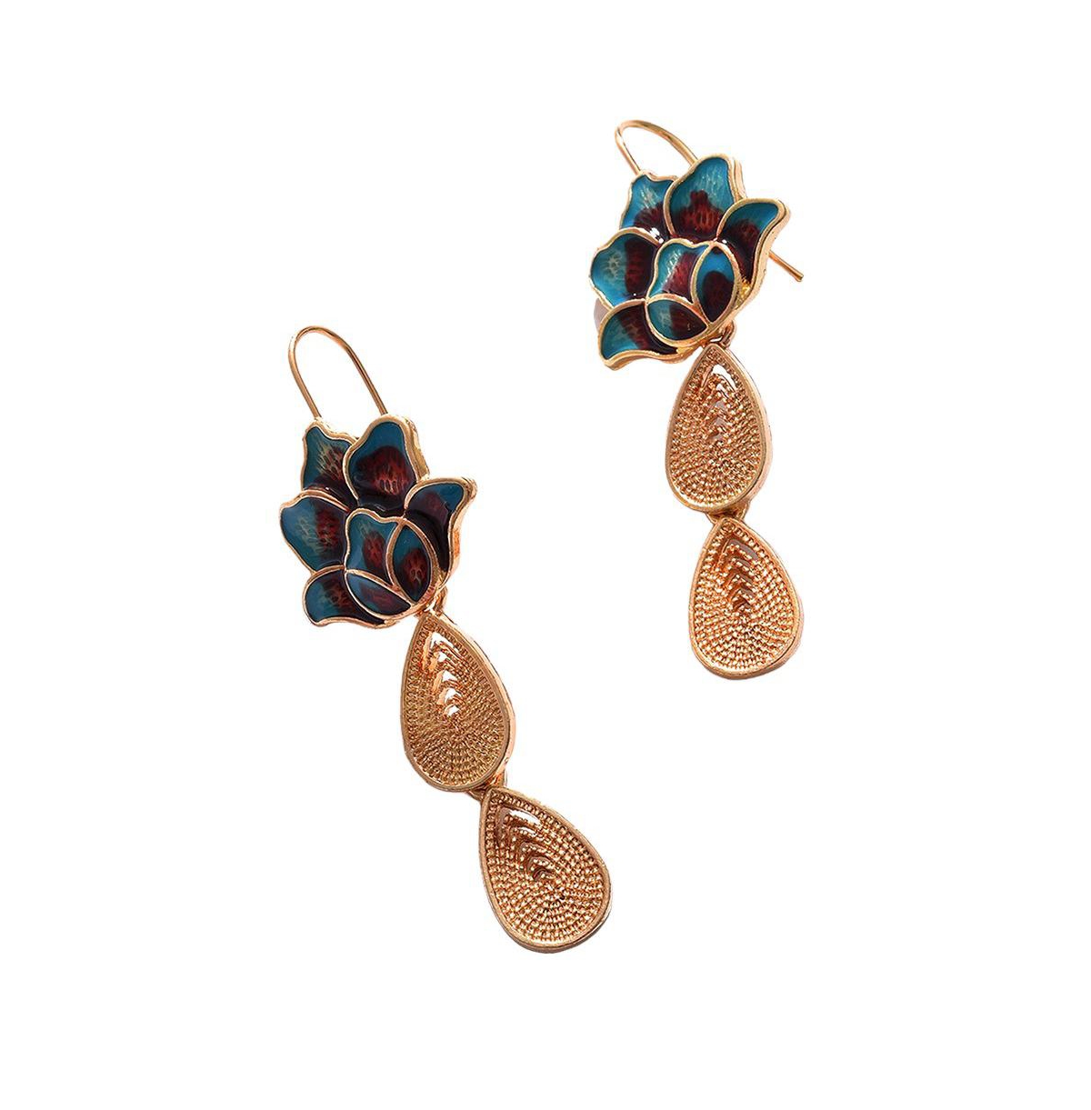 Click here for Sohi Womens Flower Drop Earrings - Blue prices