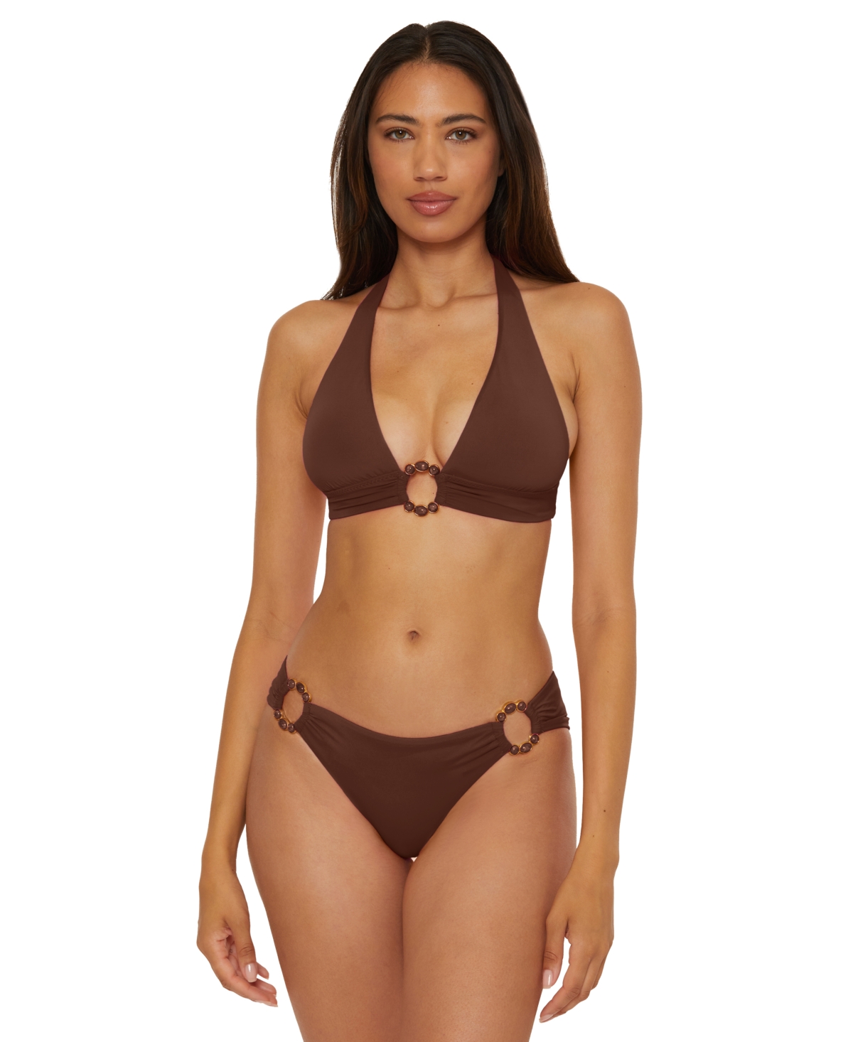 Click here for Becca Womens Marble Canyon Ring Halter Top - Mocha prices