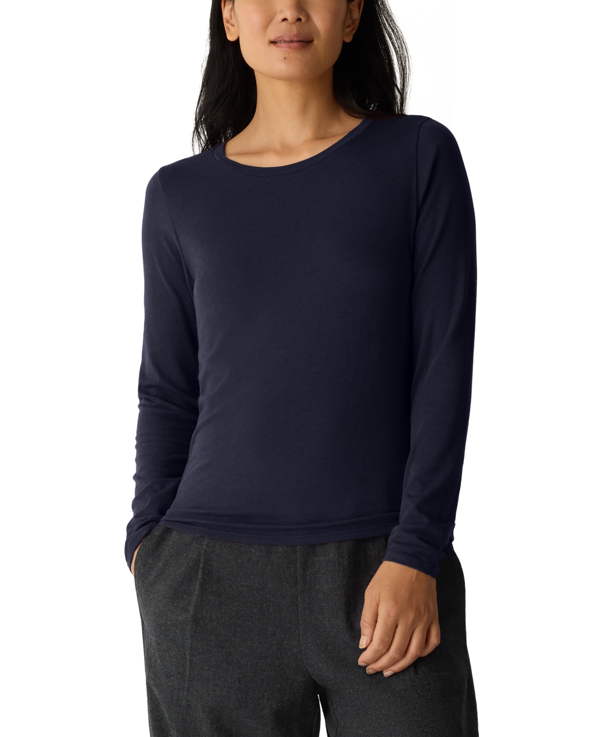 Click here for Eileen Fisher Womens Round Neck T-Shirt - Ink prices