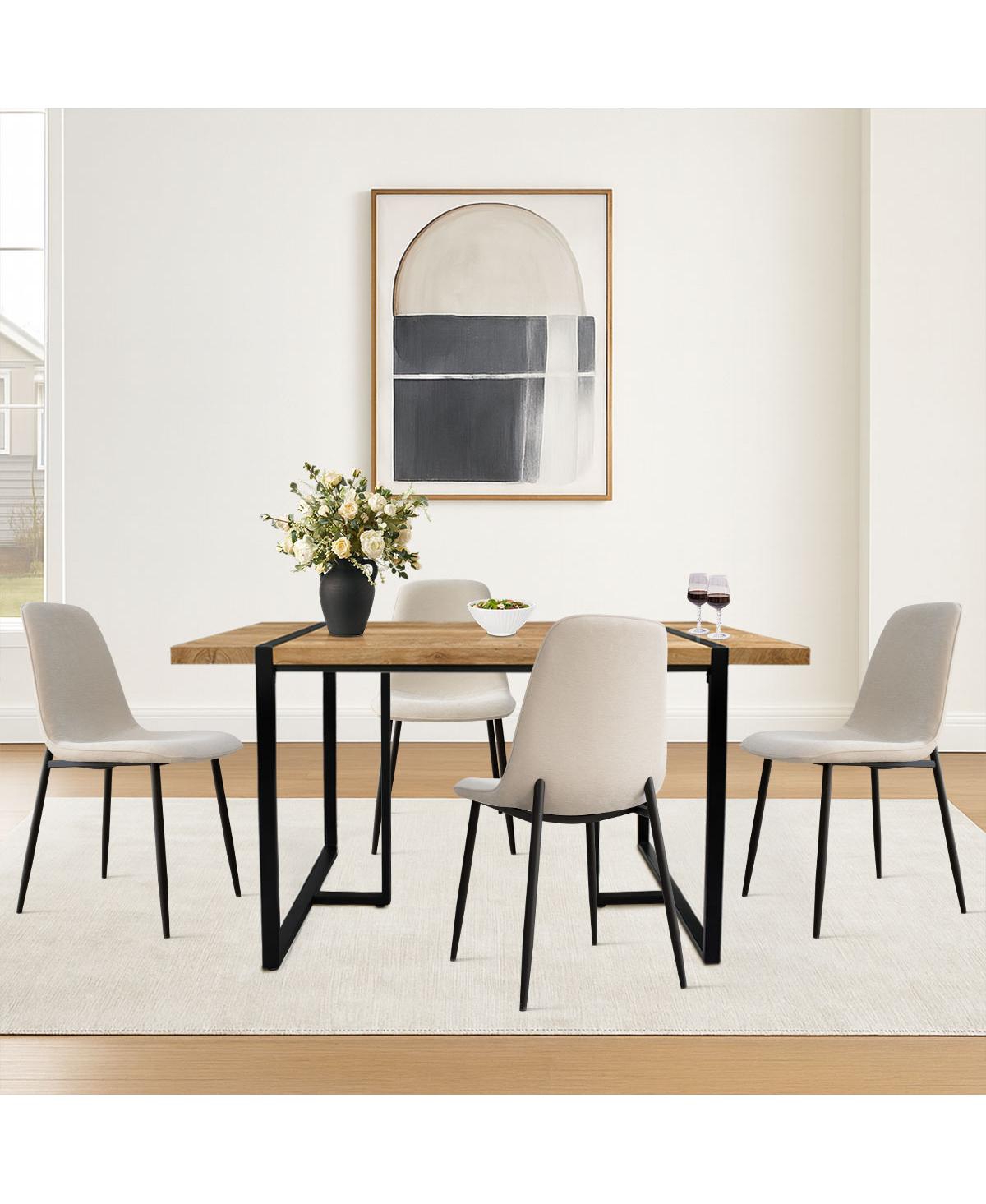 Click here for 5-Piece Dining Table Set with 59 Mdf Table  Rectan... prices