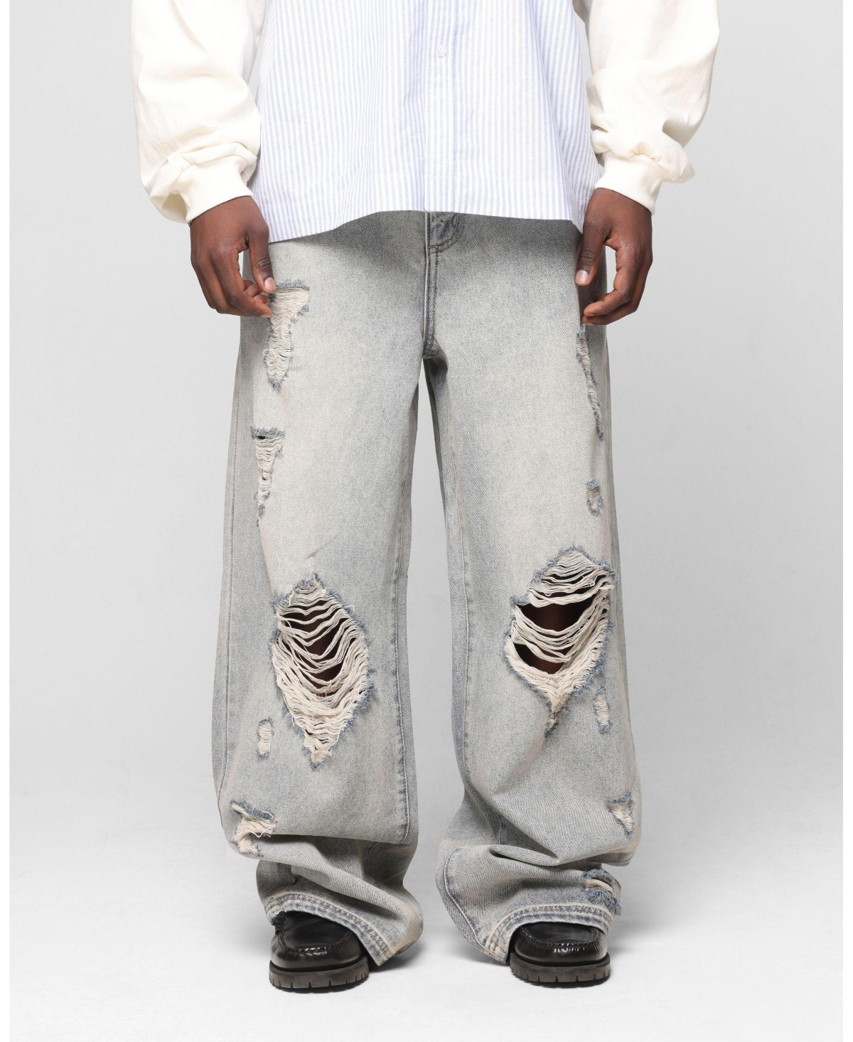 Click here for Loiter Mens Star Layered Distressed Jeans prices