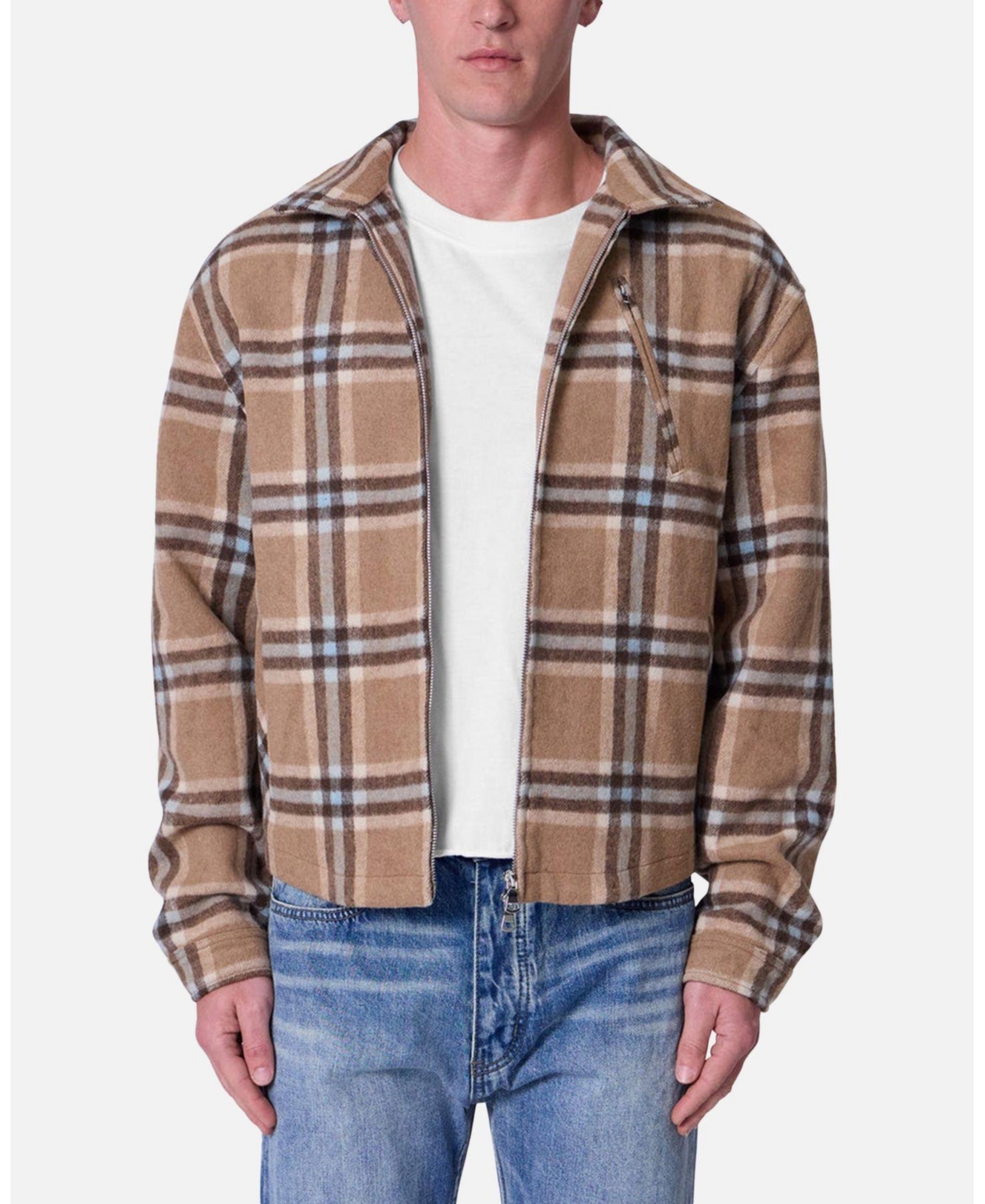 Click here for mnml Mens Plaid Flannel Front Zip Jacket prices
