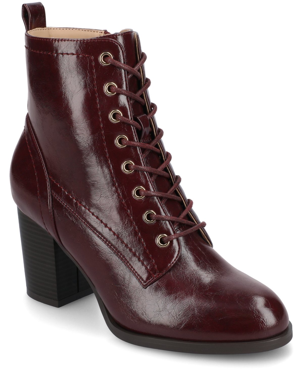 Click here for Journee Collection Womens Baylor Lace Up Stacked H... prices