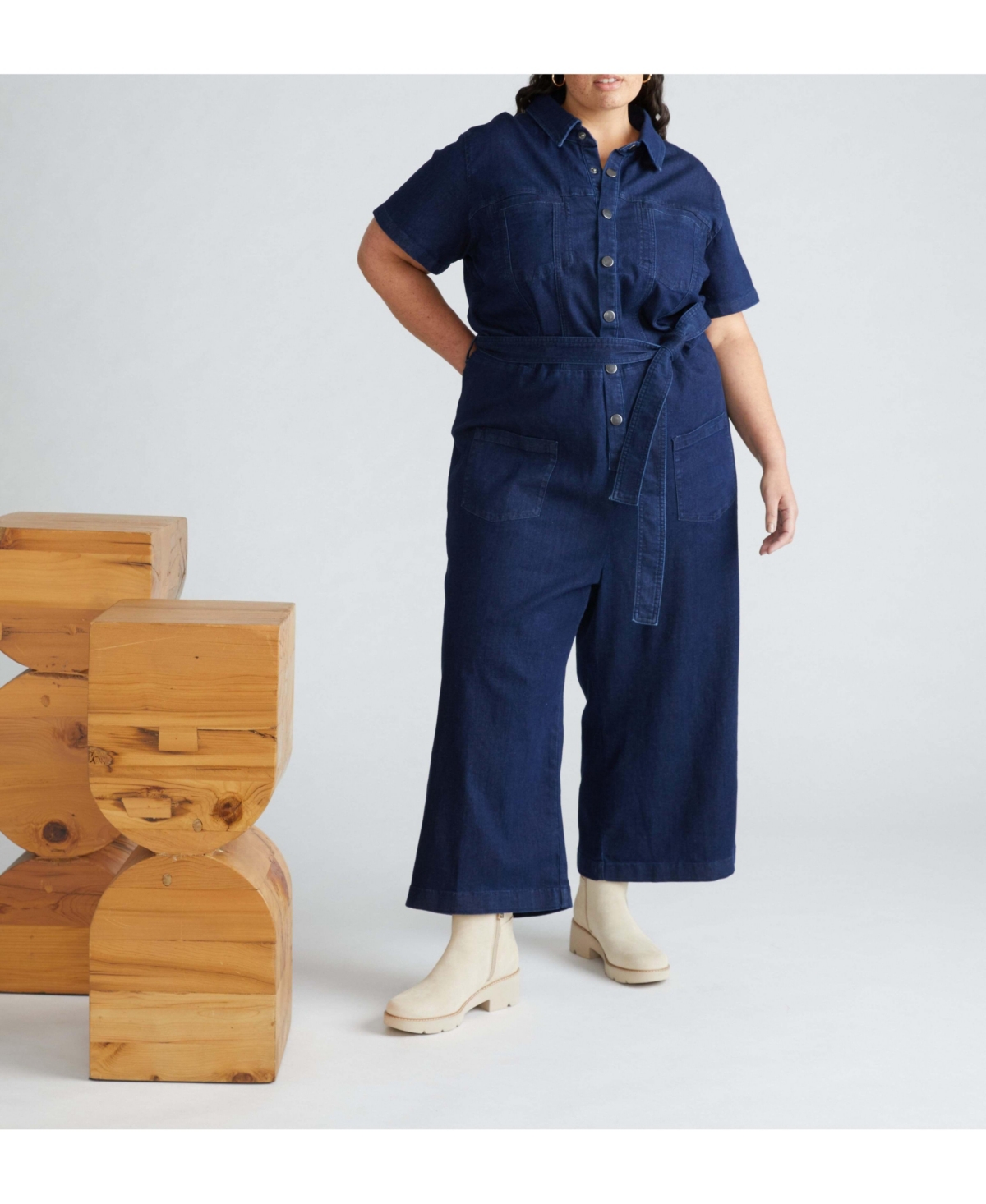 Click here for Universal Standard Womens Denim Jumpsuit - Dark in... prices