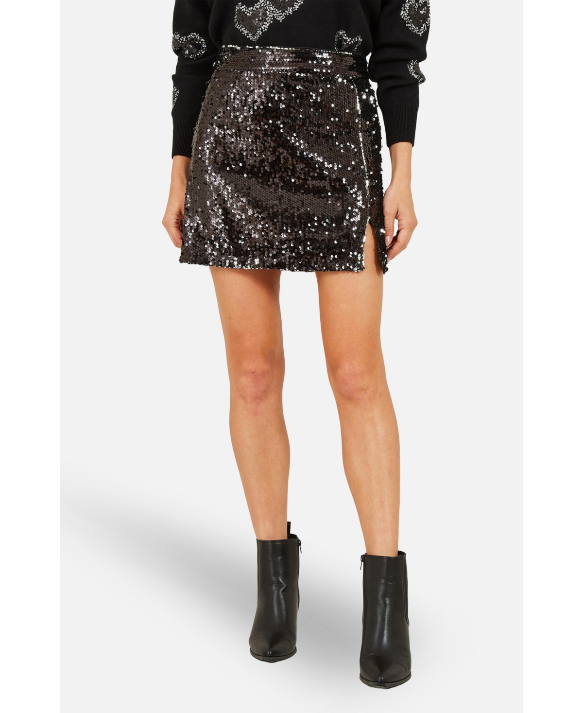 Click here for Yumi Womens Sequin Mini Skirt - Black prices