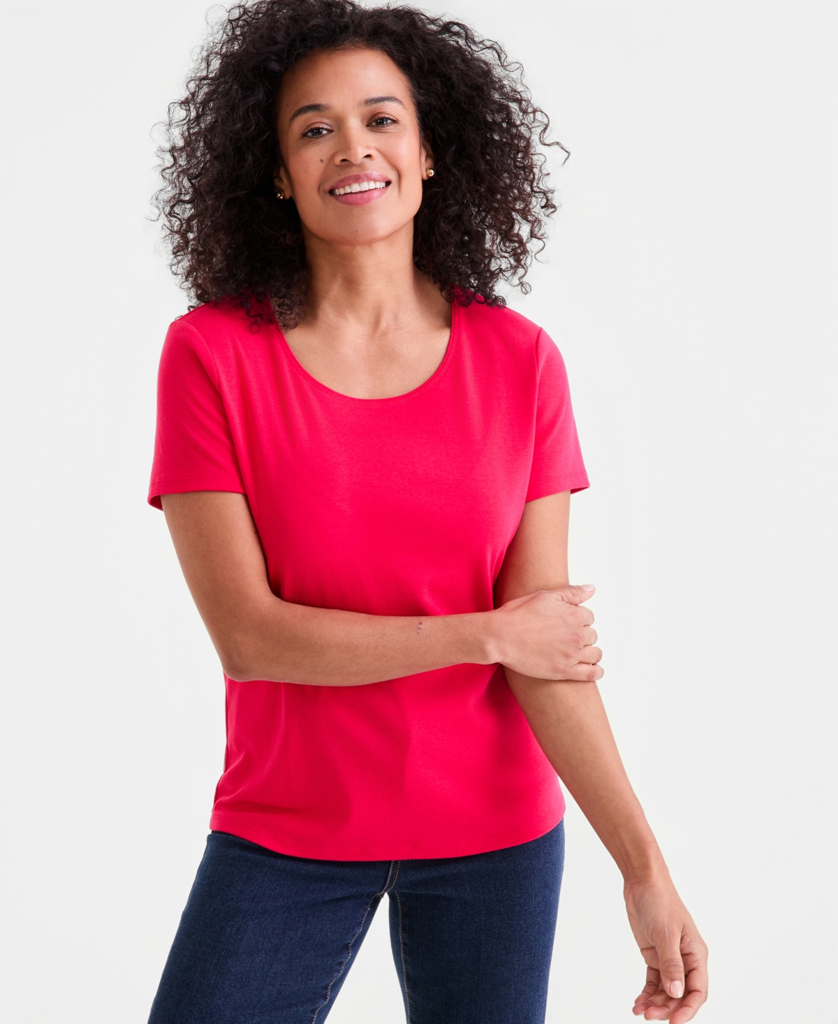 Click here for Style & Co Womens Cotton Short-Sleeve Scoop-Neck T... prices