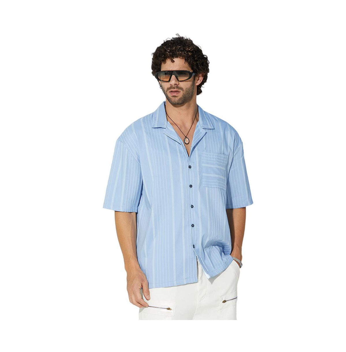 Click here for Campus Sutra Mens Powder Blue Unbalanced-Ridge Ove... prices