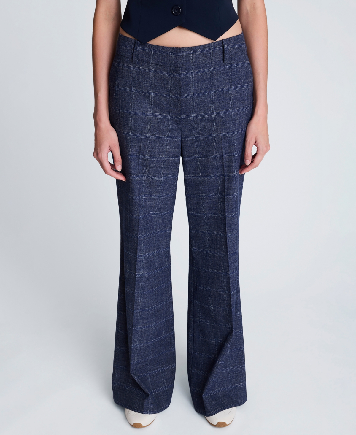 Click here for Kenneth Cole Womens Mid-Rise Flare Pants - Dark Na... prices