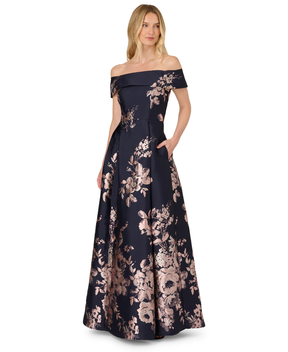 Click here for Adrianna Papell Petite Off-The-Shoulder Dress - Na... prices