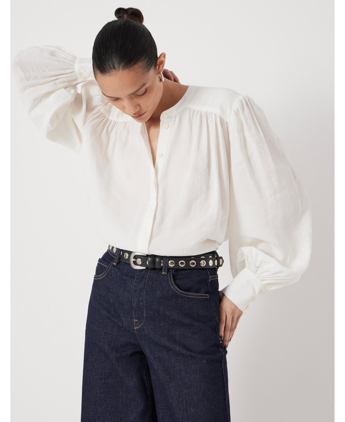 Click here for Hush Womens Puff Sleeve Blouse - Ecru white prices