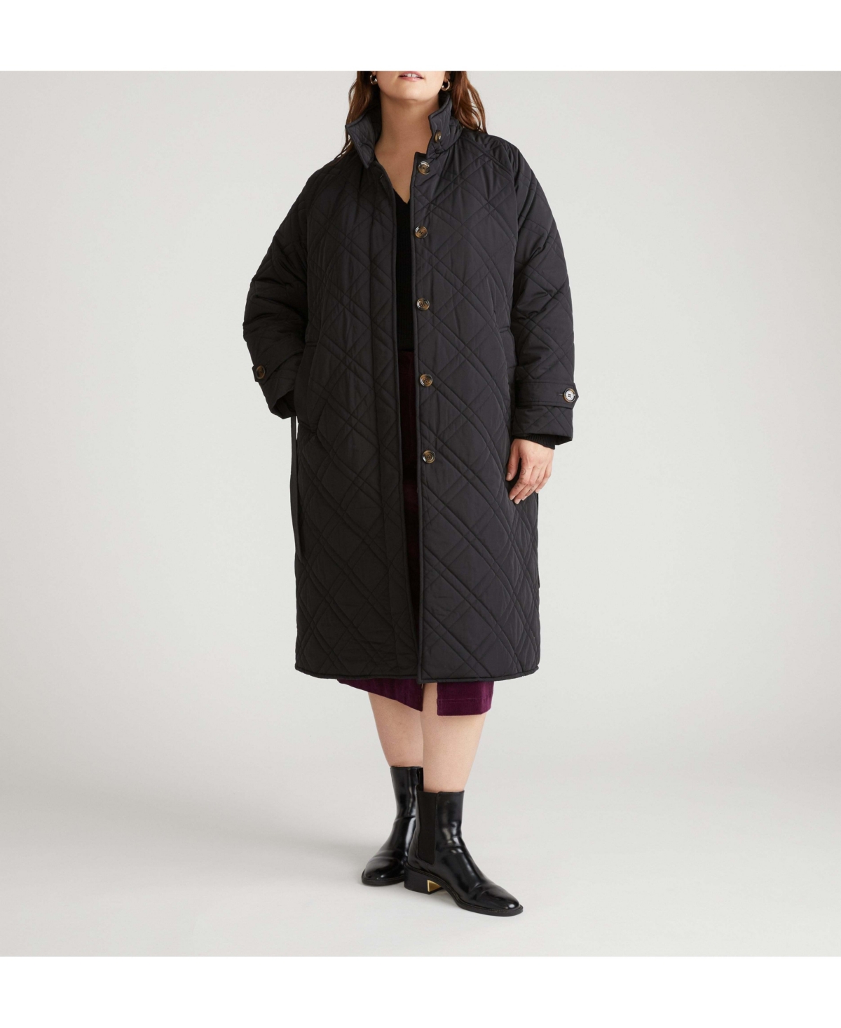 Click here for Universal Standard Womens Nehra Quilted Coat - Bla... prices