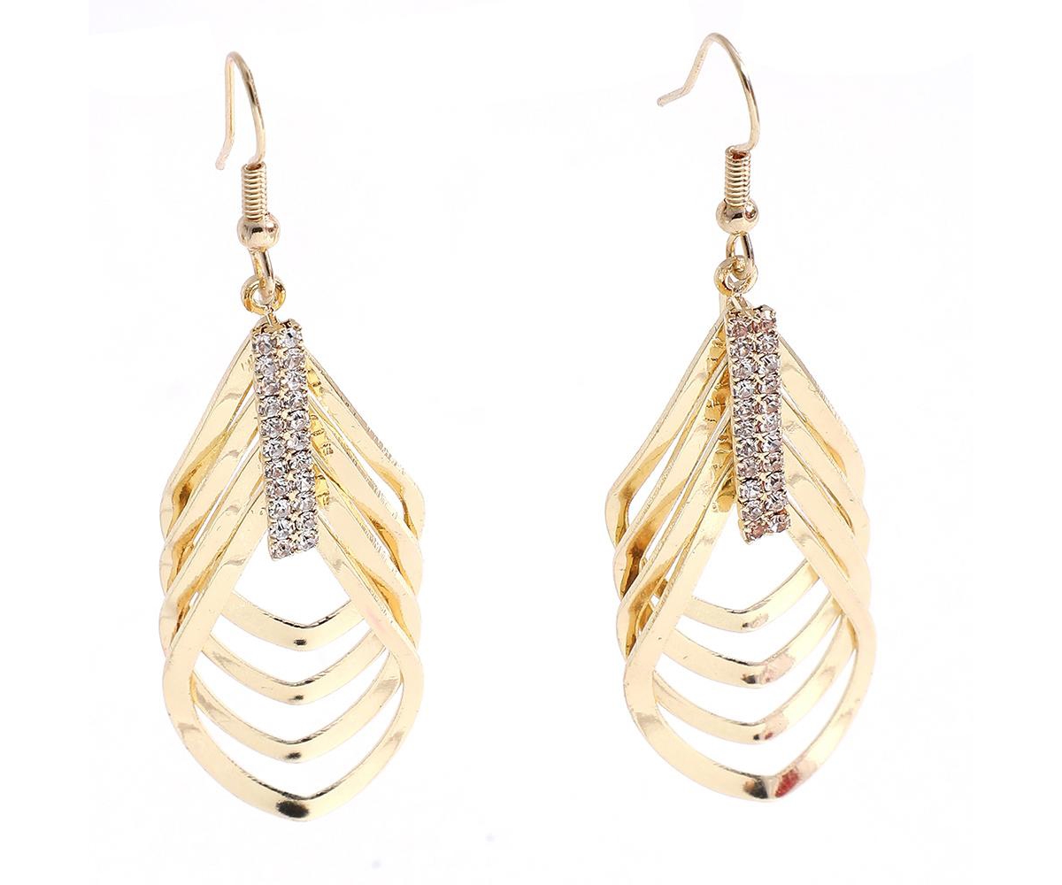 Click here for Sohi Womens Ripple Drop Earrings - Gold prices