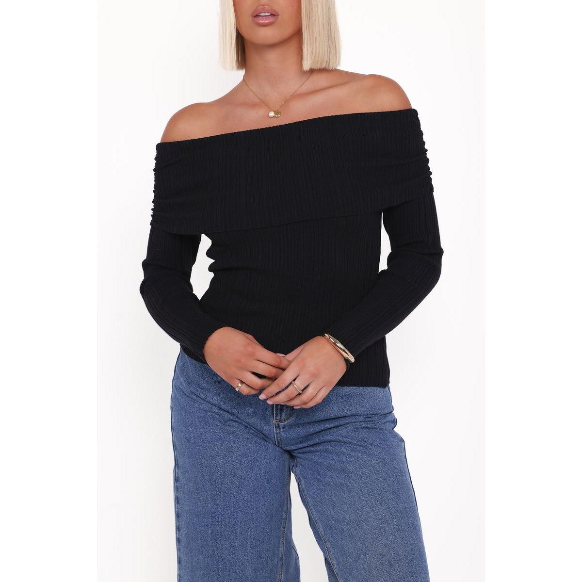 Click here for Petal and Pup Womens Junia Tie Back Knit Top - Bla... prices