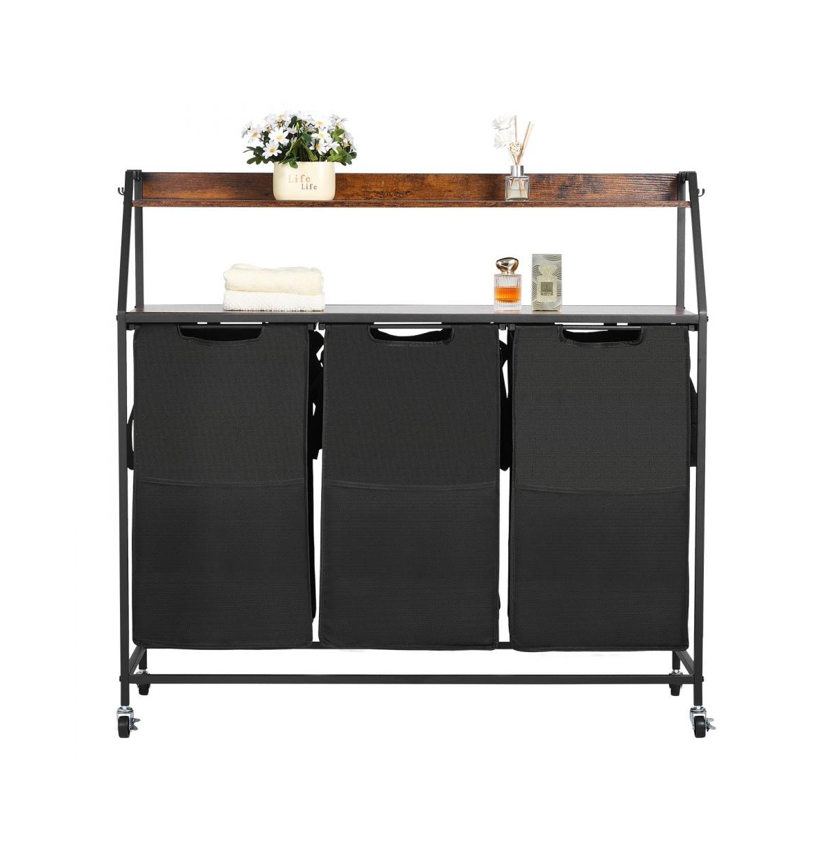 Click here for Slickblue Laundry Sorter on Wheels with 2 Tiers  3... prices