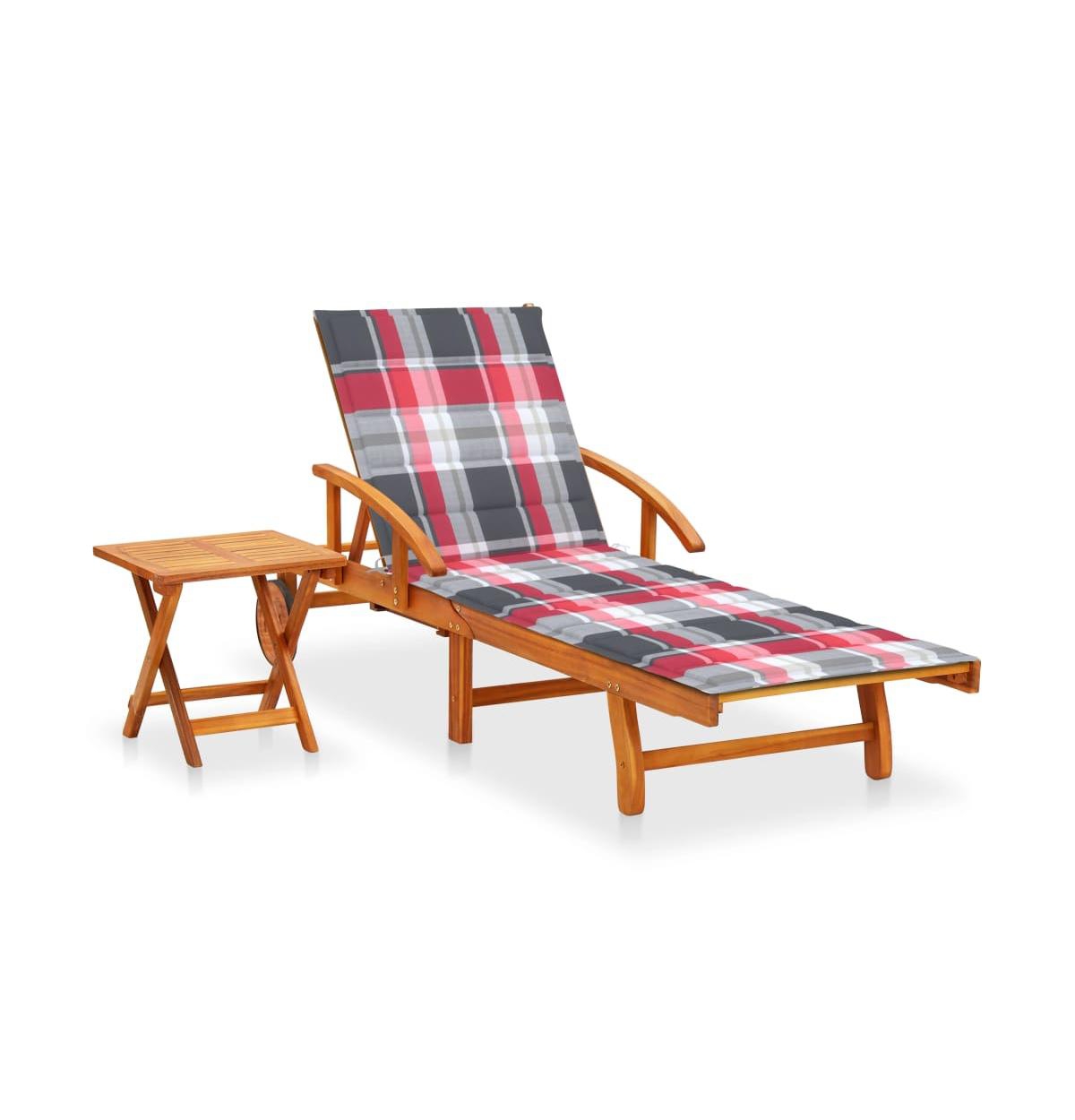 Click here for vidaXL Patio Sunlounger With Table Natural wood So... prices