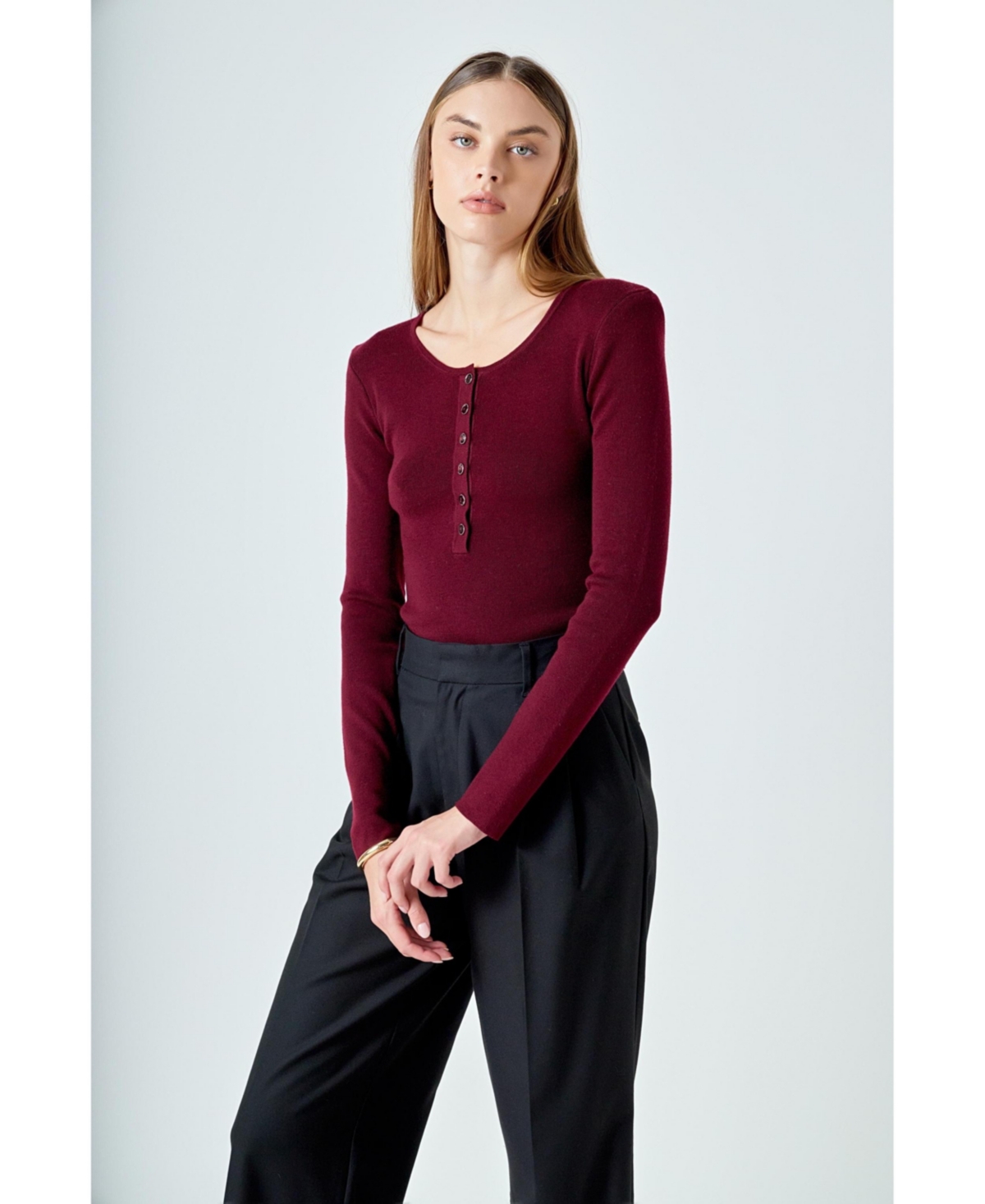 Click here for endless rose Womens Shoulder Pad Knit Top - Maroon prices