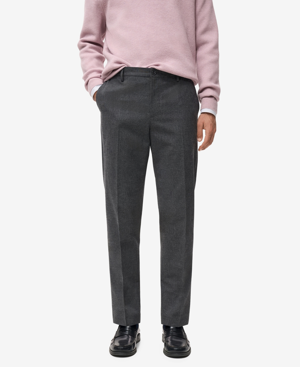 Click here for Mango Mens Regular-Fit Flannel Pants - Dark Heathe... prices