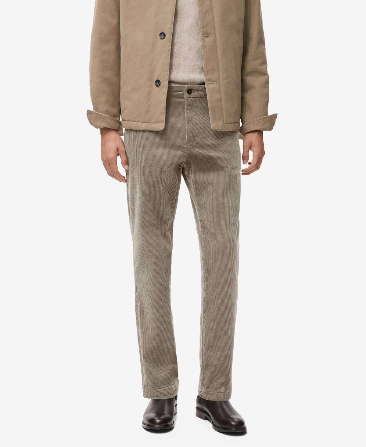 Click here for Mango Mens Corduroy Slim-Fit Pants - Ecru prices