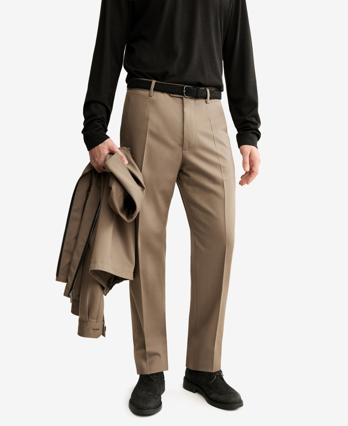 Click here for Mango Mens Virgin Wool Pleated Pants - Caramel prices