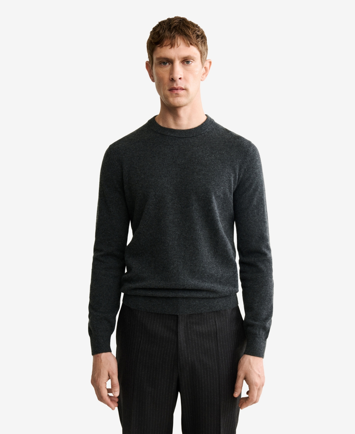 Click here for Mango Mens Cashmere Regular-Fit Sweater - Charcoal prices