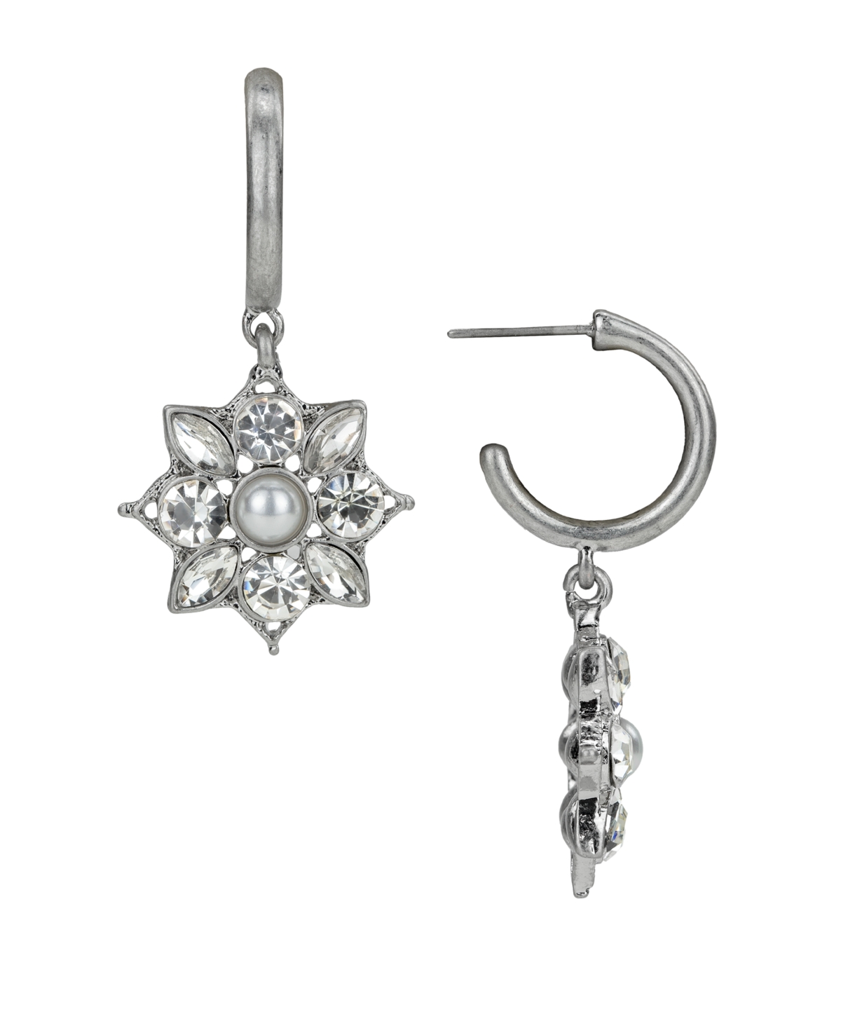 Click here for Patricia Nash Silver Plated Floral Hoop Earrings -... prices