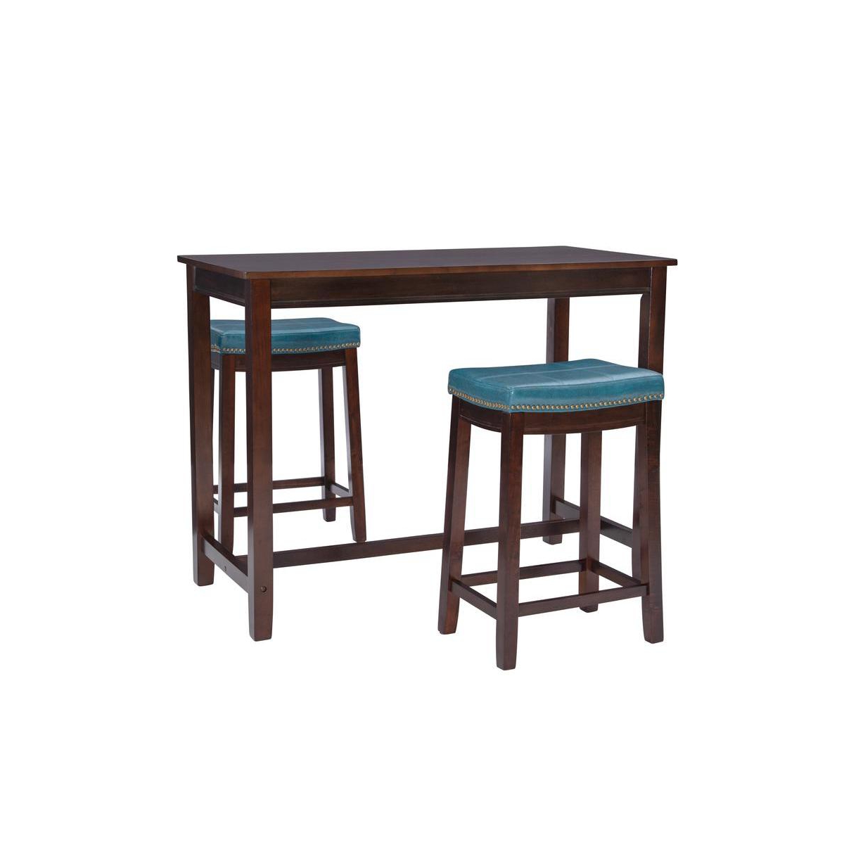 Click here for Linon Claridge 3Pc Counter Set Brown Blue prices