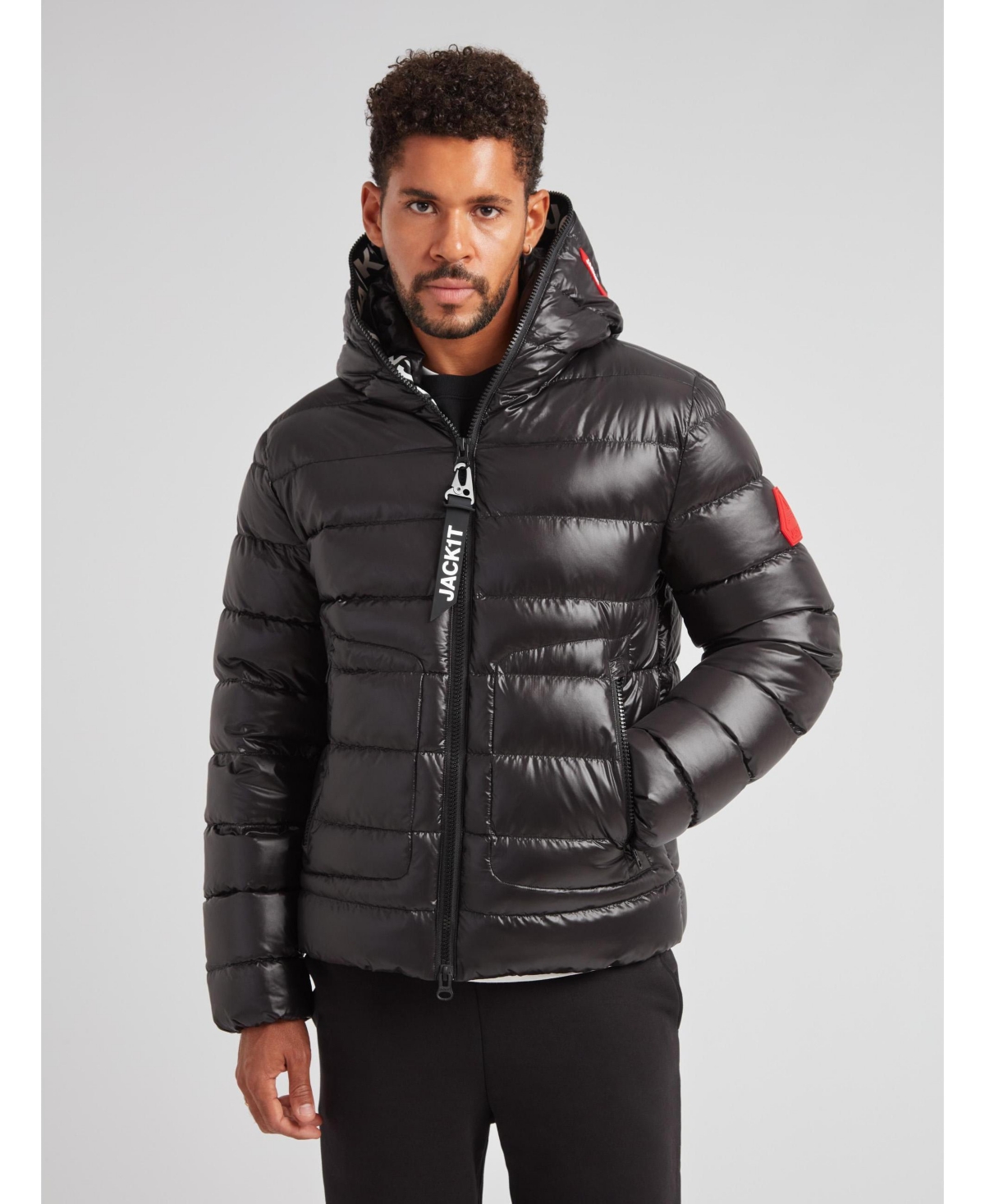 Click here for JACK1T Mens R4D Tramline Hooded Puffer Jacket - Bl... prices