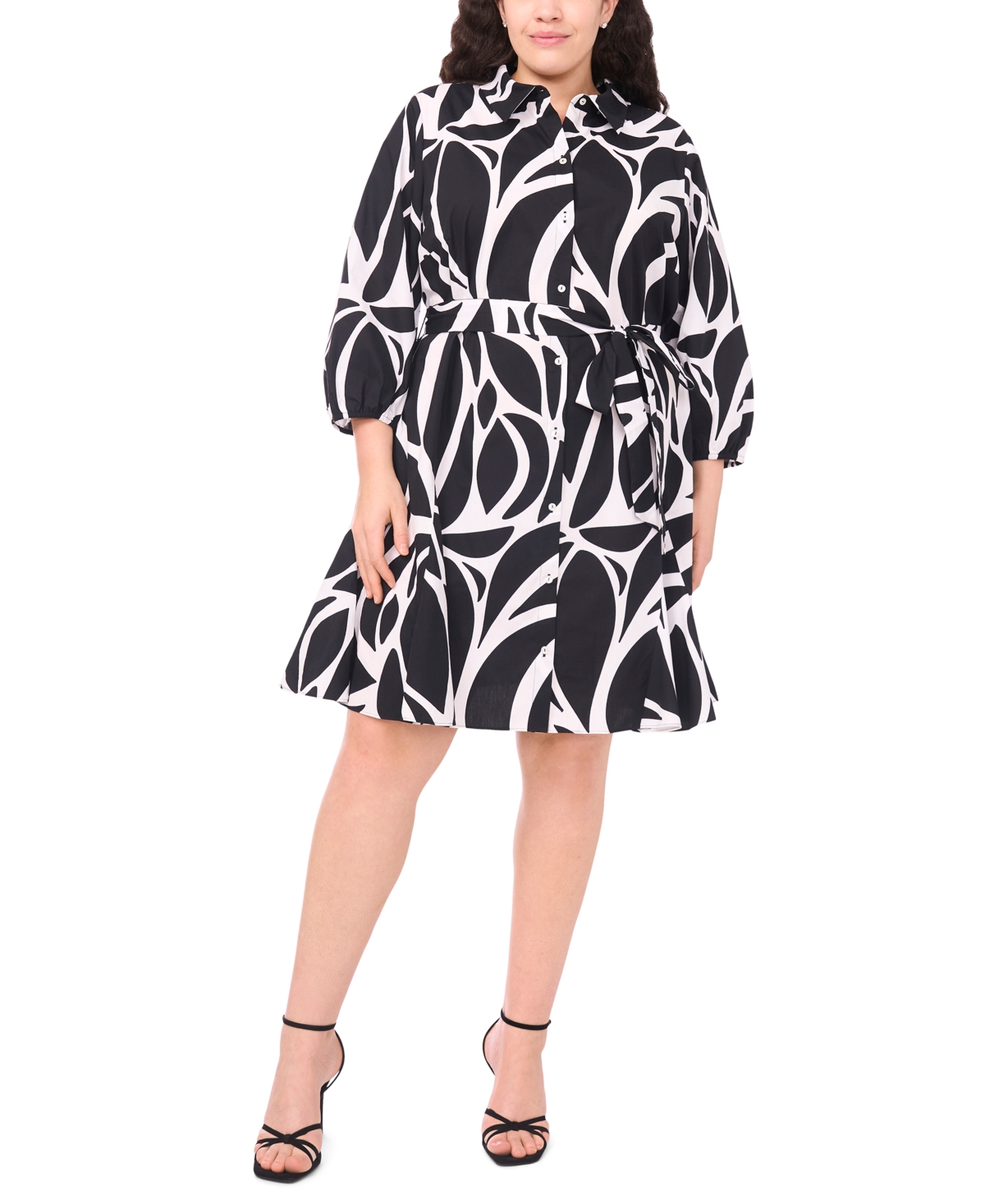 Click here for Msk Plus Size 3/4-Sleeve Printed Fit & Flare Shirt... prices