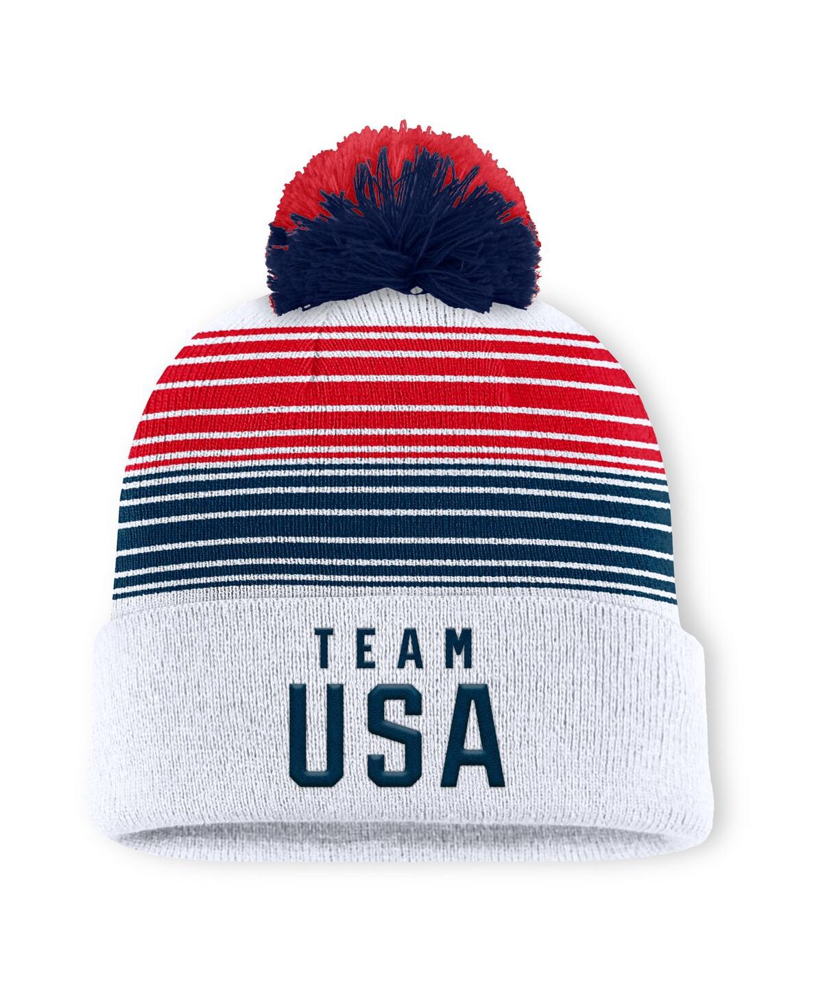 Click here for Mens White Medalist Cuffed Knit Hat with Pom - Whi... prices