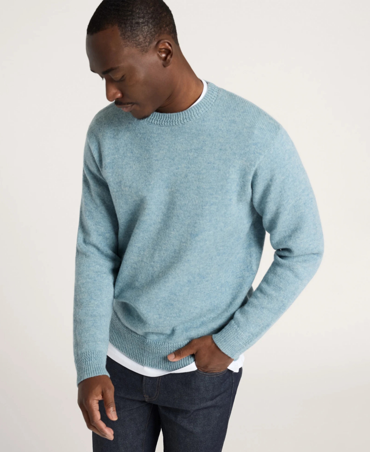 Click here for Pendleton Mens Wool Crew Sweater - Light Blue Mix prices